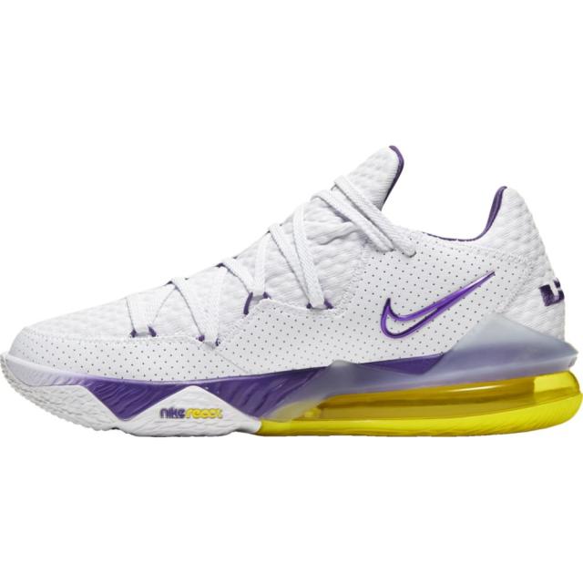 即納 ナイキ メンズ レブロン１７ ロー Nike LeBron 17 Low "Lakers" バッシュ White/Voltage Purple/Dynamic Yellow