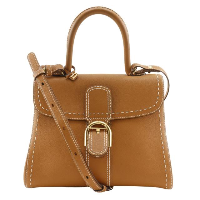 DELVAUX デルヴォー ブリヨンMM サーピケ 2WAYショルダー カーフ 茶 ハンドバッグ