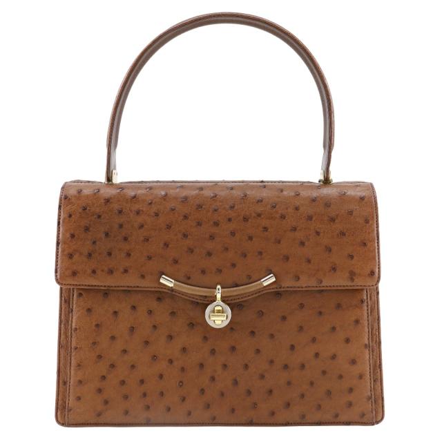 JRA オーストリッチ 茶 ハンドバッグ レディース 【中古】