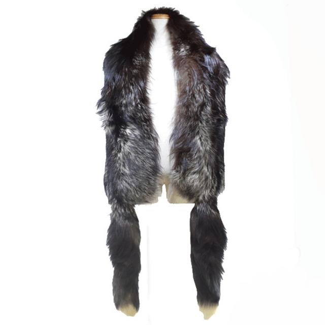 LOEWE ロエベ シルバーフォックス グレー ストール レディース 【中古】
