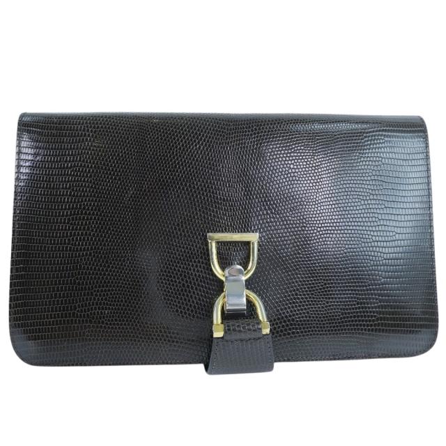 GUCCI グッチ バッグ セカンドバッグ リザード 濃茶 ハンドバッグ ユニセックス 【中古】