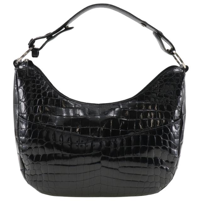 ワンショルダー クロコダイル 黒 ショルダーバッグ レディース 【中古】
