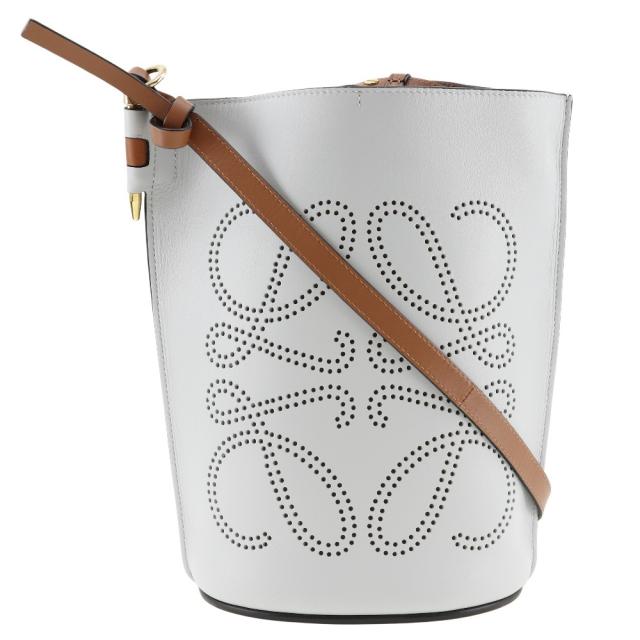 LOEWE ロエベ アナグラム パンチング カーフ 白 ショルダーバッグ レディース 【中古】