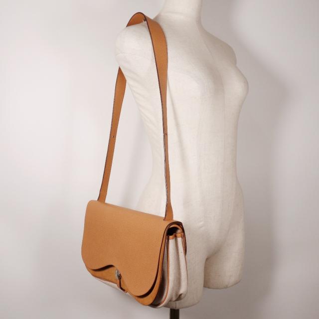 HERMES エルメス サックコロラドMM トワルアッシュ ゴールド 茶