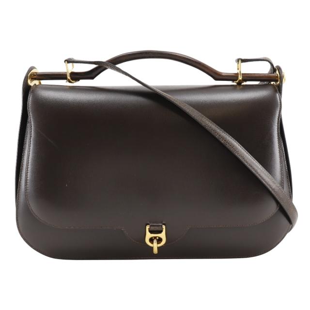 HERMES エルメス 2WAYショルダー ヴィンテージ ボックスカーフ 茶 ハンドバッグ