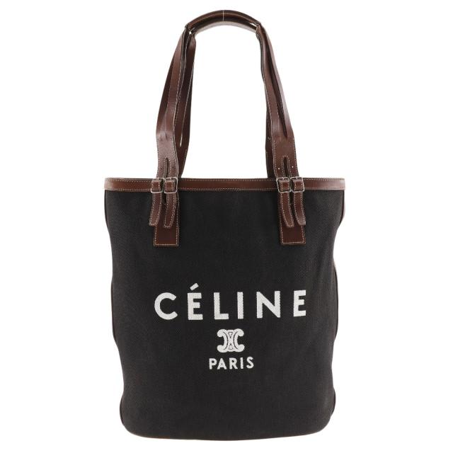 CELINE セリーヌ ロゴ キャンバス 黒 トートバッグ レディース 【中古】
