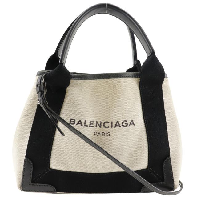 BALENCIAGA バレンシアガ ネイビーカバス XS コットン ナチュラル/ブラック ハンドバッグ