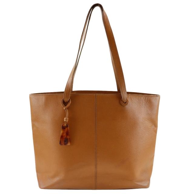 CHANEL シャネル ロゴチャーム レザー 茶 トートバッグ レディース 【中古】