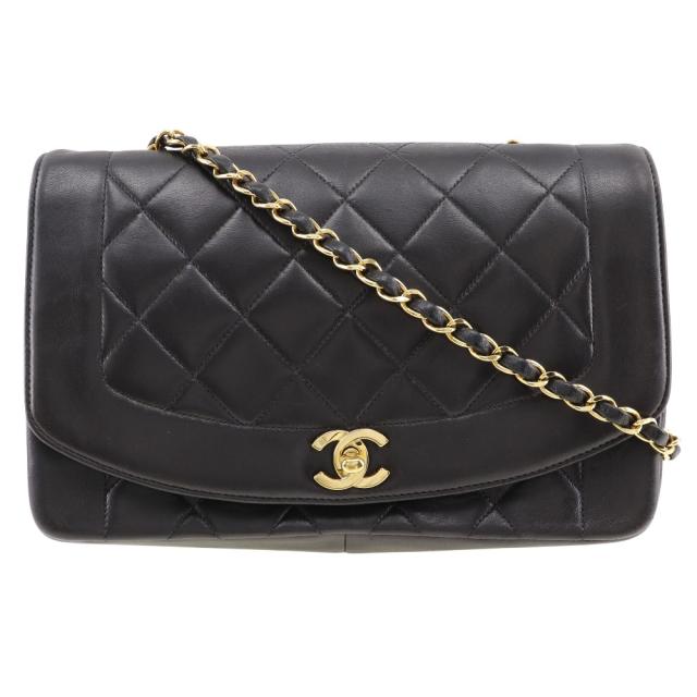 CHANEL シャネル チェーンショルダー ダイアナ A01165 ラムスキン 黒 ショルダーバッグ