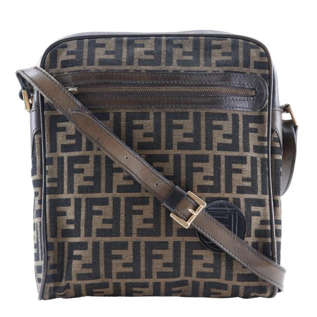FENDI フェンディ ズッカ キャンバス 茶 ショルダーバッグ ユニセックス 【中古】