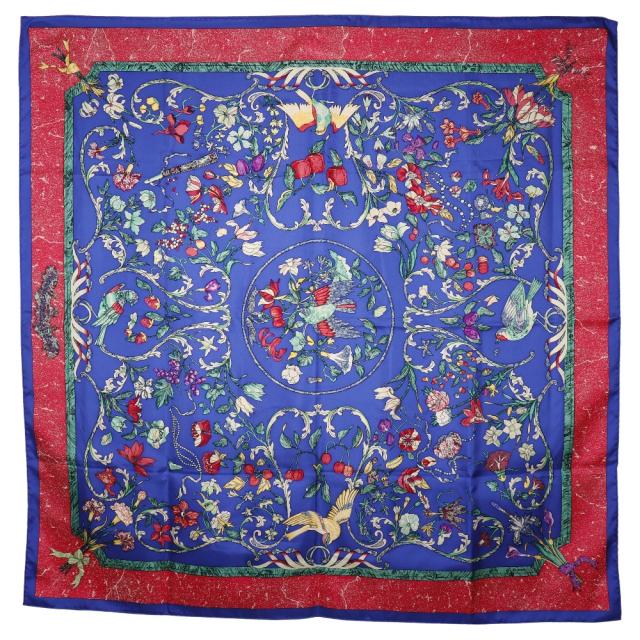 HERMES エルメス カレ90 PIERRES D ORIENT ET D OCCIDENT PIERRES D ORIENT ET D OCCIDENT シルク 青 スカーフ