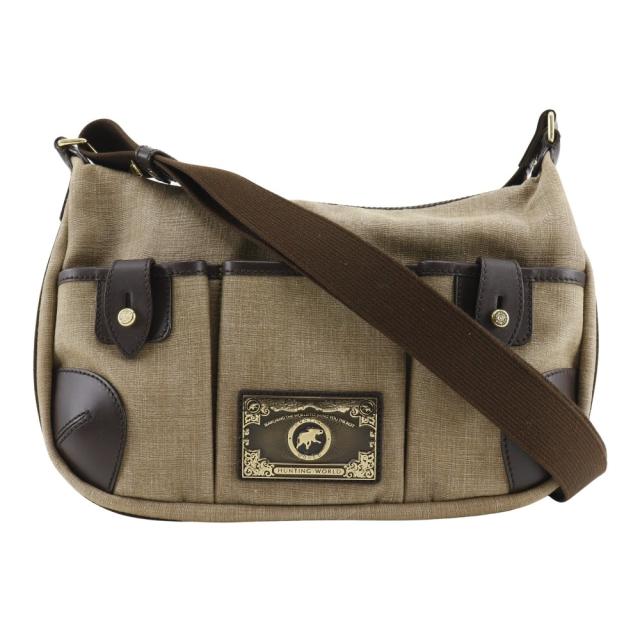 HUNTING WORLD ハンティングワールド キャンバス ベージュ ショルダーバッグ レディース