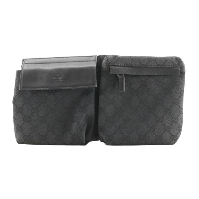 GUCCI グッチ ボディバッグ 28566 GGキャンバス 黒 ウエストバッグ ユニセックス 【中古】