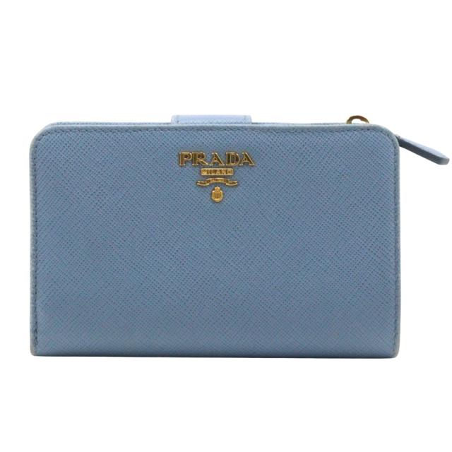PRADA プラダ サフィアーノ ASTRALE 水色 二つ折り財布 レディース 【中古】