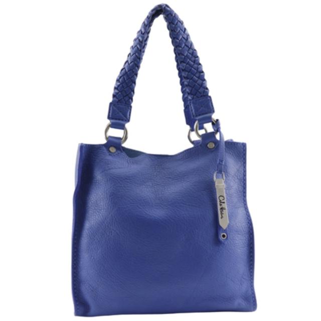 COLE HAAN コールハーン メッシュハンドル レザー 青 トートバッグ レディース 【中古】