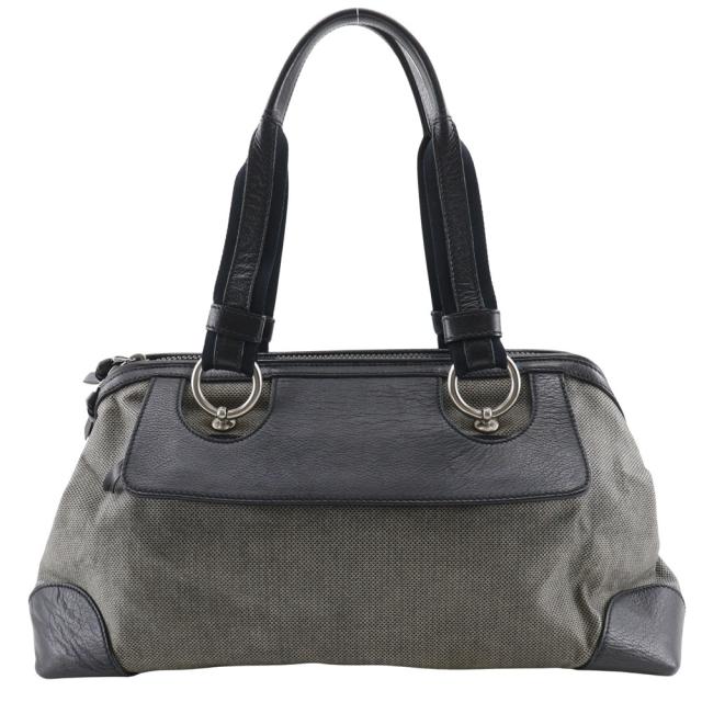 BOTTEGAVENETA ボッテガヴェネタ キャンバス グレー/黒 トートバッグ レディース 【中古】