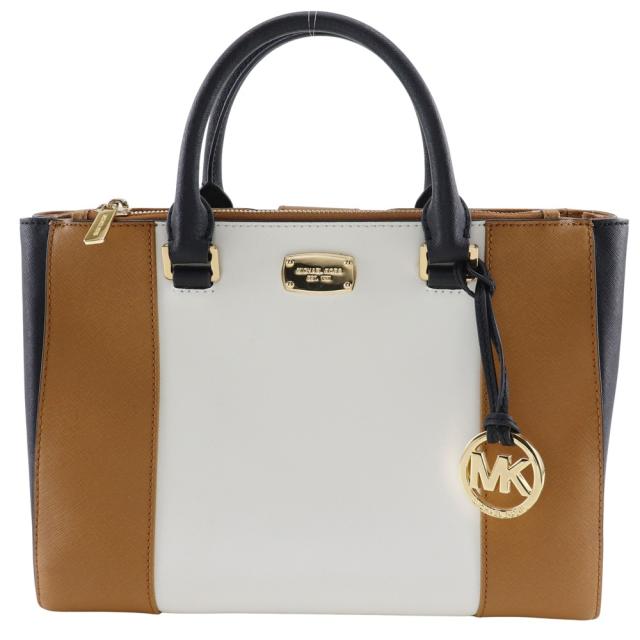Michael Kors マイケルコース トートバッグ レザー 茶/黒/白 ハンドバッグ レディース