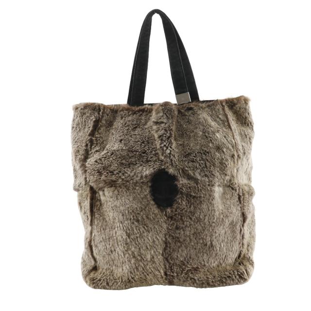 CHANEL シャネル ココマーク トートバッグ ラビットファー 茶 ハンドバッグ レディース