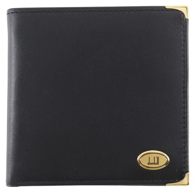 Dunhill ダンヒル ロゴ カーフ 黒 二つ折り財布 メンズ 【中古】