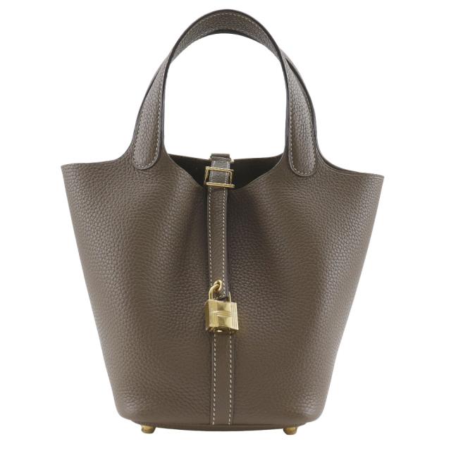 HERMES エルメス ピコタンロック18 PM トリヨンクレマンス エトゥープ ゴールド金具
