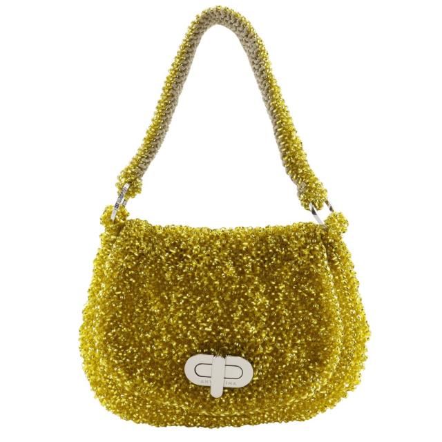 ANTEPRIMA アンテプリマ ワイヤーバッグ フラップ付き ワイヤーコード マスタードイエロー