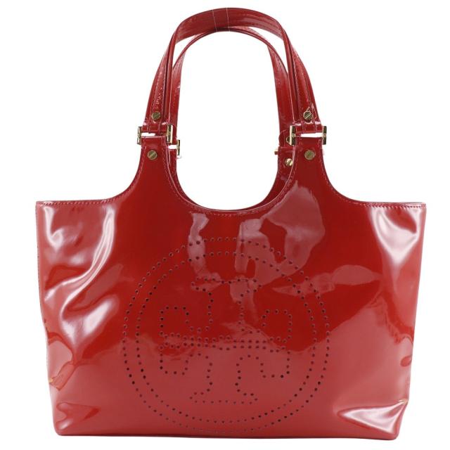 Tory Burch トリーバーチ パンチングロゴ エナメル レッド トートバッグ レディース
