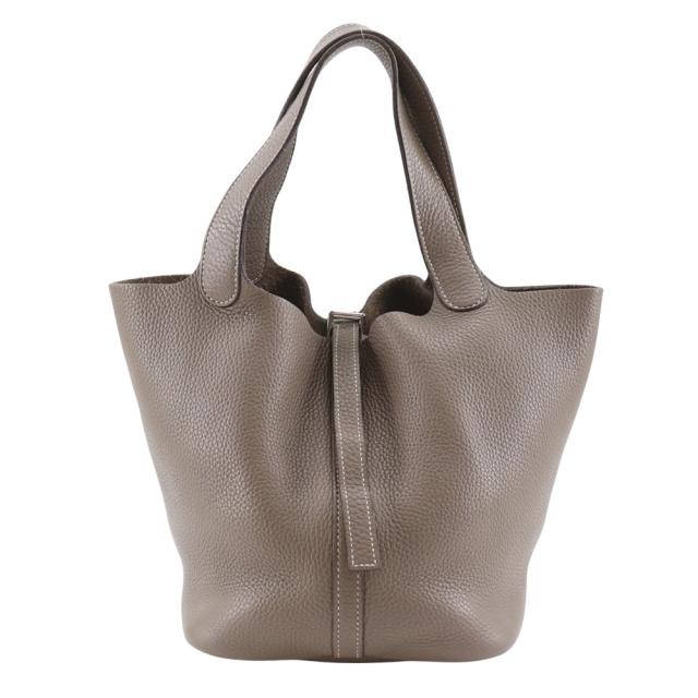 HERMES エルメス ピコタンMM トリヨンクレマンス エトゥープ ハンドバッグ レディース