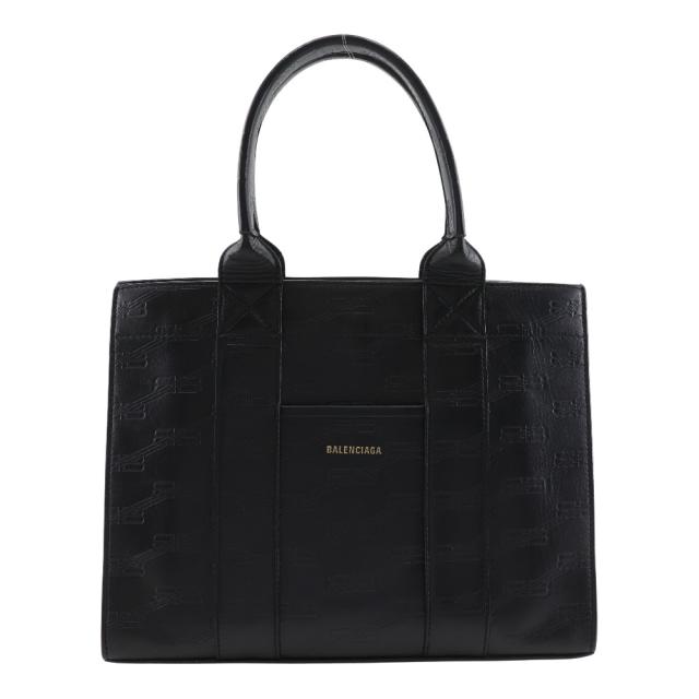 BALENCIAGA バレンシアガ ハードウェア BBモノグラム 714187 レザー 黒 ハンドバッグ