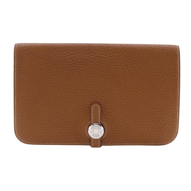 HERMES エルメス ドゴンGM トリヨンクレマンス ゴールド 茶 長財布 ユニセックス 【中古】