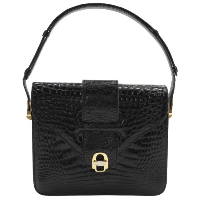 MORABITO モラビト クロコダイル 黒 ショルダーバッグ レディース 【中古】