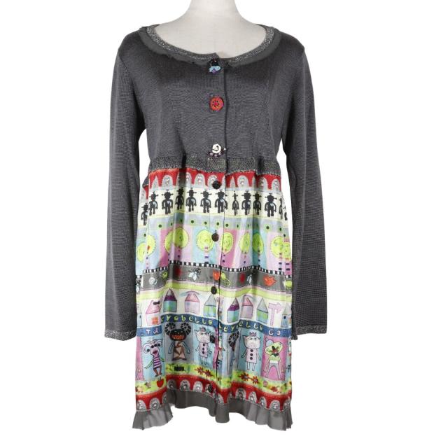 OLLEBOREBLA オレボレブラ ぶたさん ニット 前あき アクリル グレー ワンピース レディース