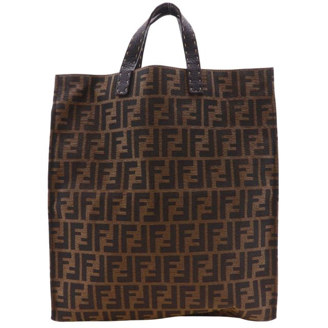 FENDI フェンディ ズッカ トートバッグ ナイロンキャンバス 茶 ハンドバッグ