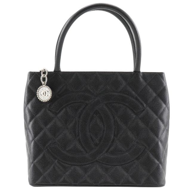 CHANEL シャネル 復刻トート ココマーク マトラッセ A01804 キャビアスキン 黒 トートバッグ