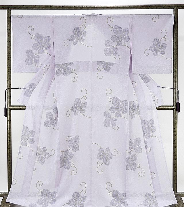 夏物  小紋 新品仕立済 正絹 夏物 梶の葉模様 紋紗小紋 新品  仕立て上がり  着物