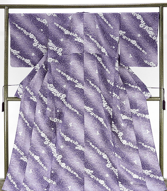 夏物  小紋 新品仕立済 正絹 夏物 辻が花模様 紋紗小紋 新品  仕立て上がり  着物