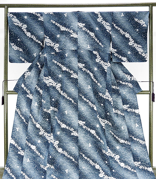 夏物  小紋 新品仕立済 正絹 夏物 辻が花模様 紋紗小紋 新品  仕立て上がり  着物