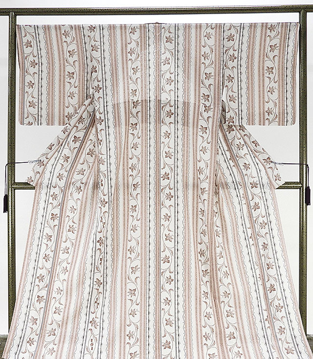 夏物  小紋 新品仕立済 正絹 夏物 唐花模様 紋紗小紋 新品  仕立て上がり  着物