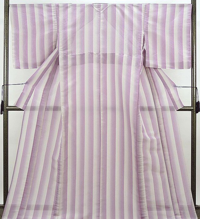 夏物  紬 新品仕立済 正絹 夏物 蕪重織物謹製 夏織物夏陰 縦縞ぼかし 紗紬 新品  仕立て上がり  着物