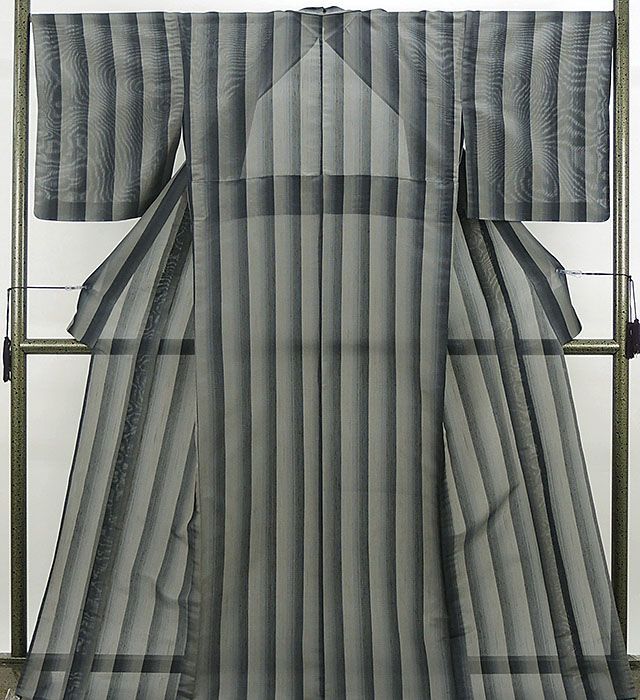 夏物 紬 新品仕立済 正絹 夏物 蕪重織物謹製 夏織物夏陰 縦縞