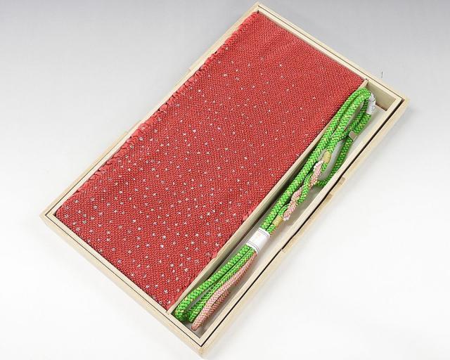 (帯締め・帯揚げ) 新品 正絹 振袖用 帯締め・帯揚げセット/丸組 パール付き 化粧箱入り（振袖）