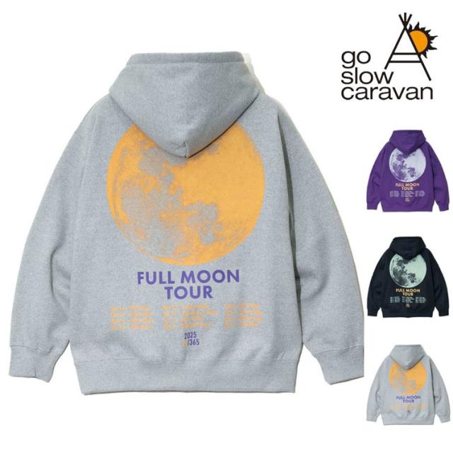 go slow caravan スウェット 裏起毛 ジップパーカー 満月 プリント eco lead リサイクル素材 ジップアップ パーカー ユニセックス トップス アウトドア キャンプ 335602