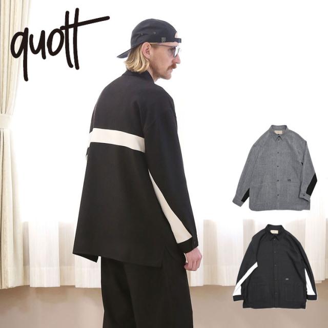 クオルト ツイード調 ヘリンボン生地 長袖シャツ 【TW-DUKE SHIRTS】 ユニセックス 切替 長袖 カジュアル シャツ 通勤 通学 旅行 フェス イベント
