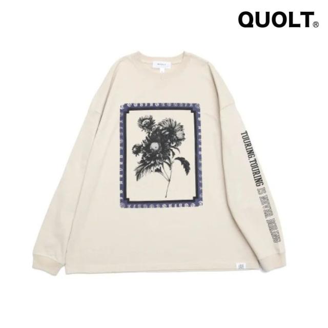 QUOLT 長袖 Tシャツ クオルト メンズ クルーネック ワイド ロンティー プリント ユニセックス トップス FRAME WIDE-TEE CREAM クリーム 901t1726cr