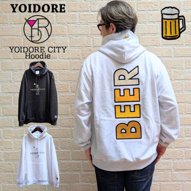 【よいどれ】 YOIDORE CITY パーカー フーディー スウェットパーカー サガラワッペン BEER グラデーション ロゴ 刺繍 裏毛生地 ユニセックス ややゆったりめ ルーズシルエット 845613