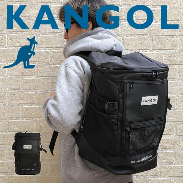KANGOL 大容量 ボックス リュック カンゴール カンガルー ロゴ リュックサック バックパック スクールバッグ シンプル カジュアル メッシュポケット ロゴ 30L 38200