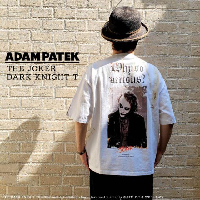 ADAMPATEK アダムパテック THE JOKER ジョーカー DARK KNIGHT ダークナイト コラボ 半袖Tシャツ プリント 汚し加工 バックプリント ヘビーコットン ユニセックス AP2514031