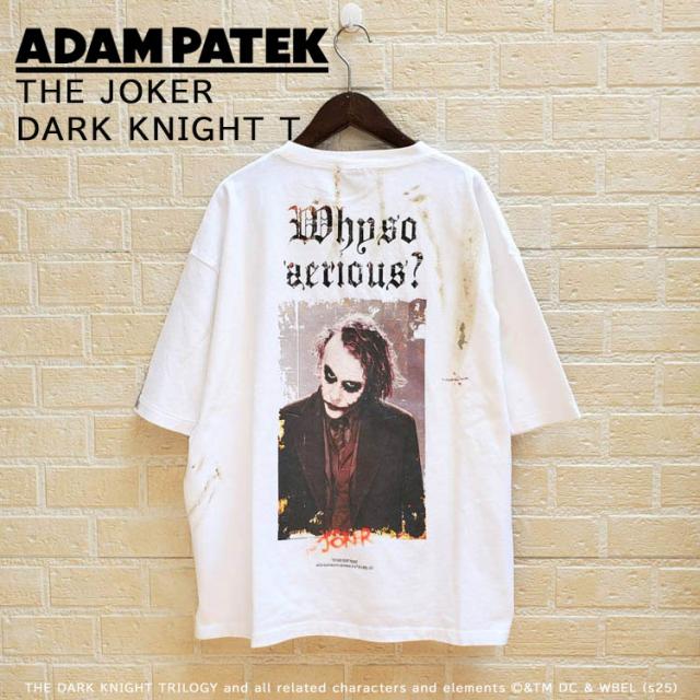 ADAMPATEK アダムパテック コラボ プリント 半袖 Tシャツ 暗黒の騎士 ジョーカー THE JOKER  DARK KNIGHT ダークナイト 汚し加工 ヘビーコットン ユニセックス AP2514031