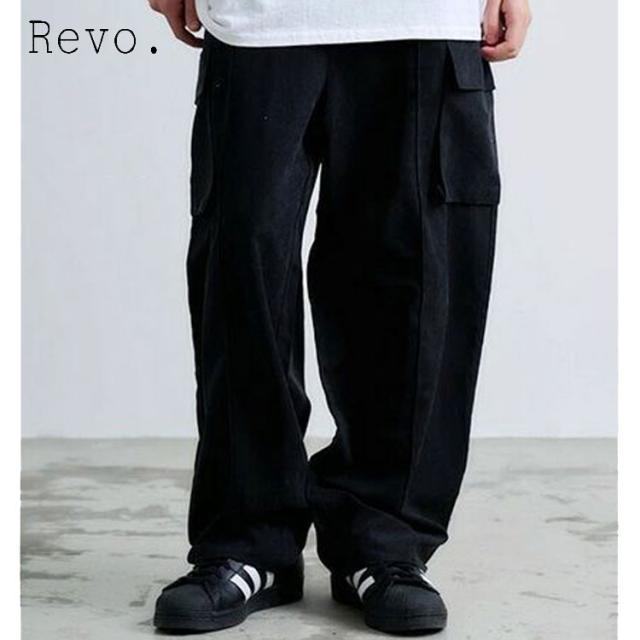 ポリスウェード ワイド カーゴパンツ Revo. 微起毛 イージーパンツ ポリスウェード ミリタリー センタープリーツ ミリタリーカーゴ オーバーシルエット メンズファッション th-3898