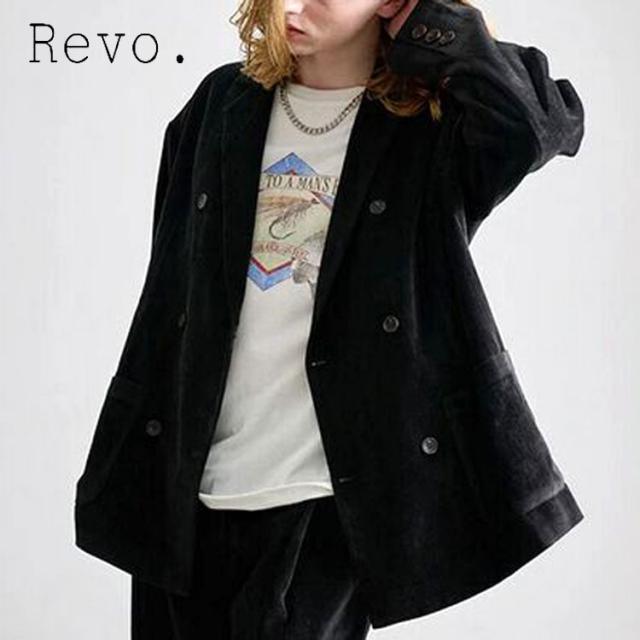 Revo. シェニール織 ダブル テーラード ジャケット ルーズシルエット ダブルブレスト オーバーサイズ シルエット トレンド ビッグシルエット トラディショナル クラシカル セットアップ可 th-3967