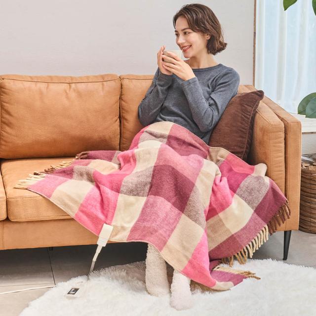 洗えるカラフルチェック電気ブランケット（電気毛布）82×140cm 毛布 610304